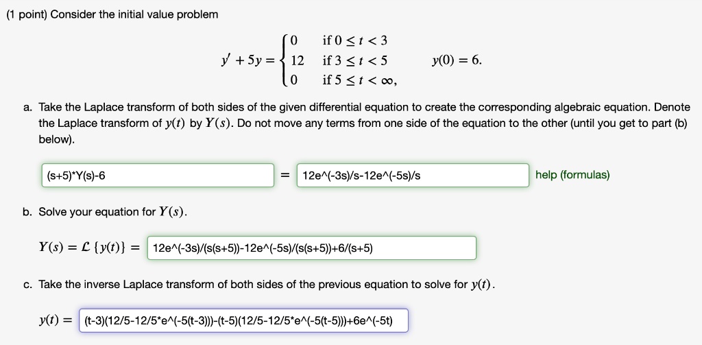 SOLVED: point) Consider the initial value problem ifo