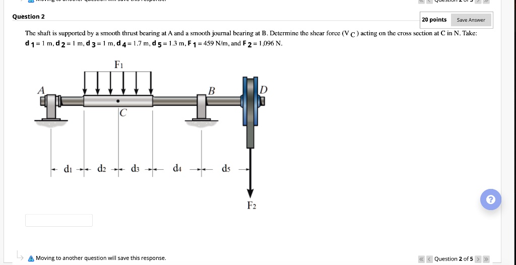 Question 2 20 points Save Answer The shaft is supported by a smooth thrust bearing at A and a ...