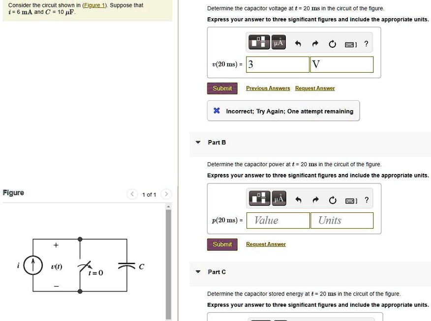 SOLVED: Consider the circuit shown (Figure 1). Suppose that I = 10 mA and C = 10 pF. Determine ...