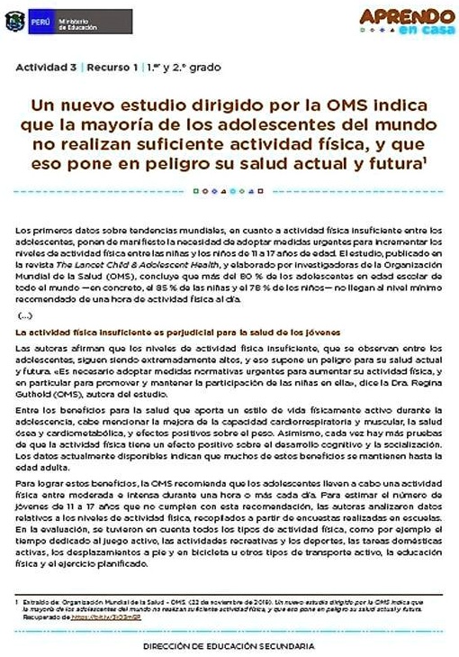 SOLVED: tomando en cuenta la lectura y todas las actividades realizadas ...