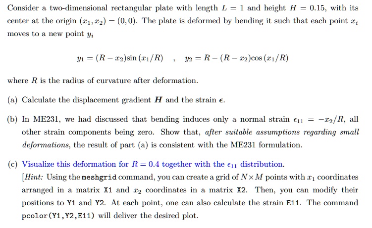 SOLVED: Consider a two-dimensional rectangular plate with length L = 1 and height H = 0.15, with ...