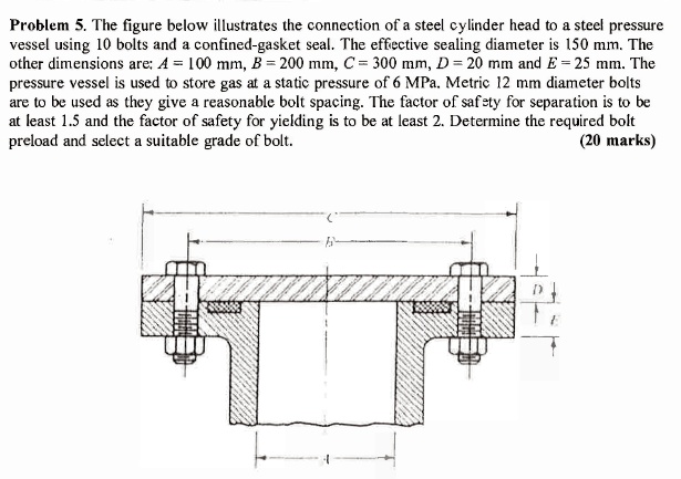 problem 5 the figure below illustrates the connection of steel cylinder ...