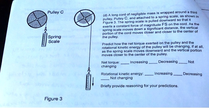 Pulley C Spring Scale (d) A long cord of negligible mass is wrapped ...