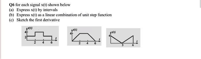 Q6 for each signal x(t) shown below (a) Express x(t) by intervals (b ...