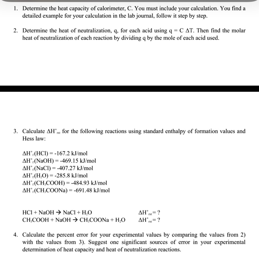 determine the heat capacity of calorimeter c you must include your calculation you find a ...