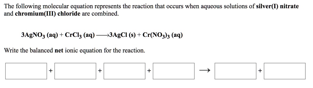 SOLVED: The following molecular equation represents the reaction that ...
