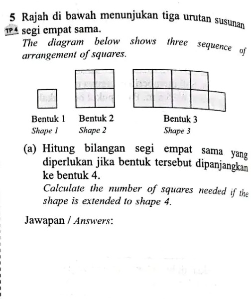 SOLVED: The diagram below shows three sequences of square arrangements ...