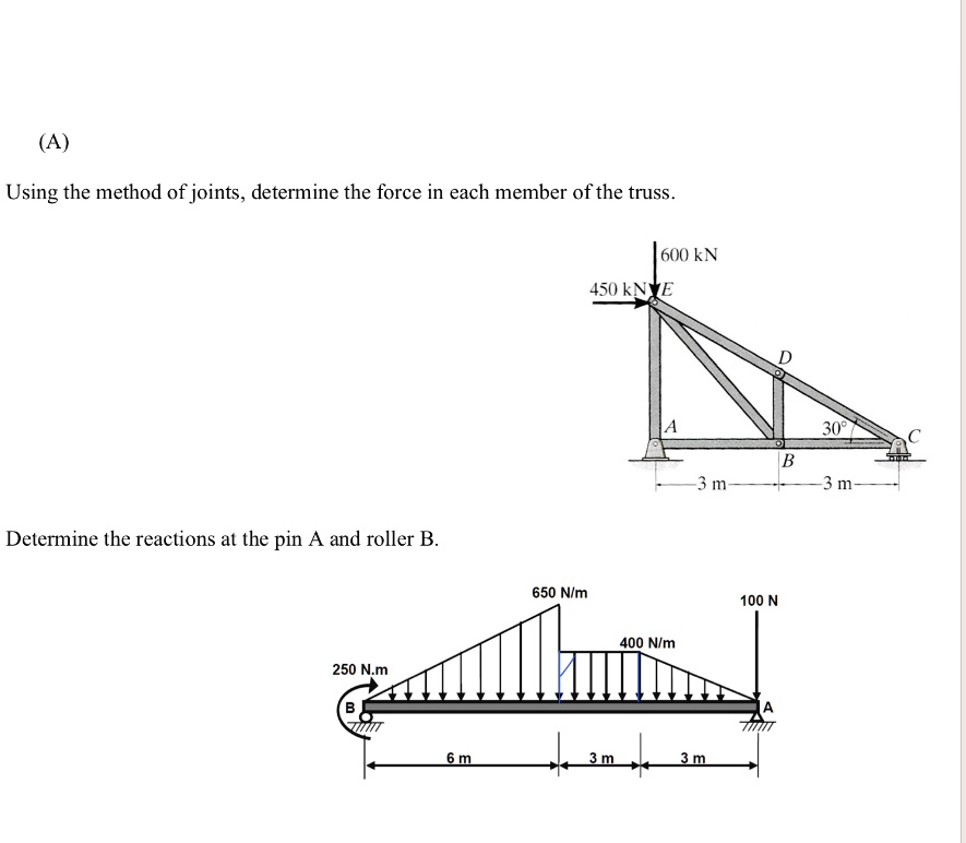 SOLVED: Using the method of joints, determine the force in each member of the truss. 600 kN 450 ...