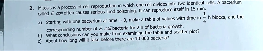 SOLVED: reproduction in which one cell divides into two identical cells ...