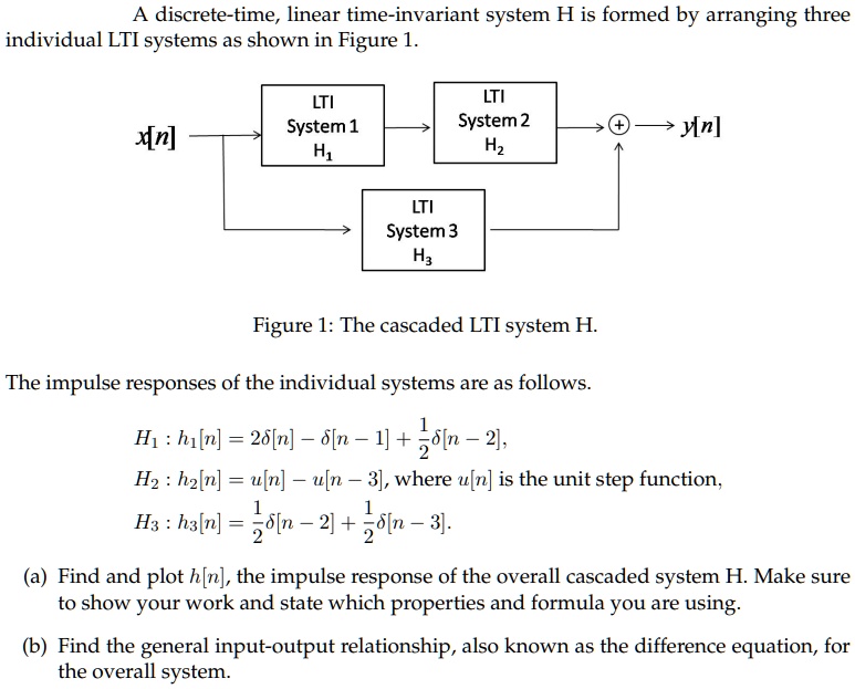 SOLVED: A discrete-time, linear time-invariant system H is formed by arranging three individual ...