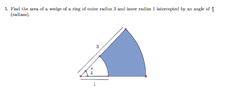 SOLVED: Find the area of werlge of & ring of outer radius and inner ...