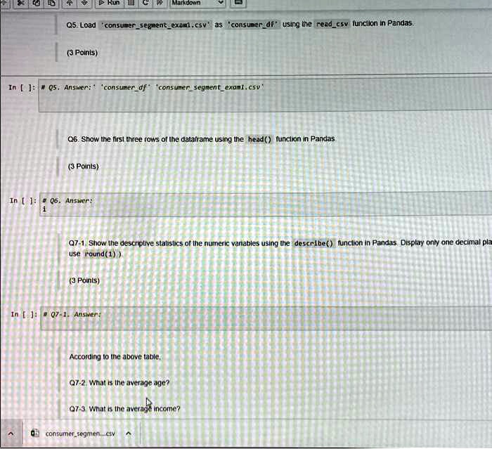 Solved Q5 Load Consumersegmentex1csv As Consumerdf Using The Readcsv Function In Pandas In