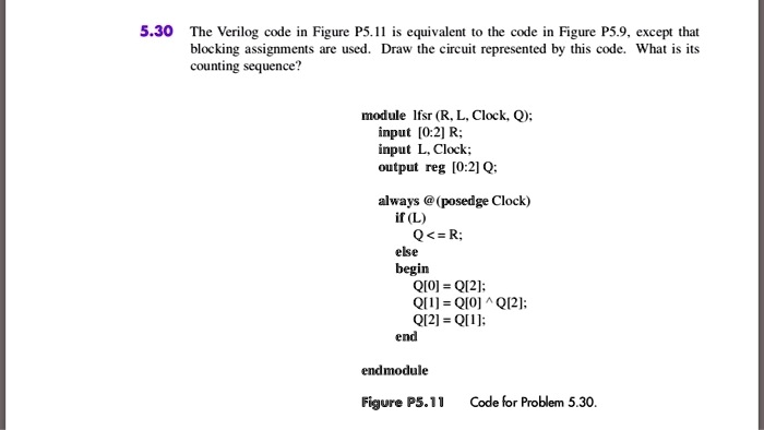 SOLVED: 5.30 The Verilog code in Figure P5.11 is equivalent to the code in Figure P5.9, except ...