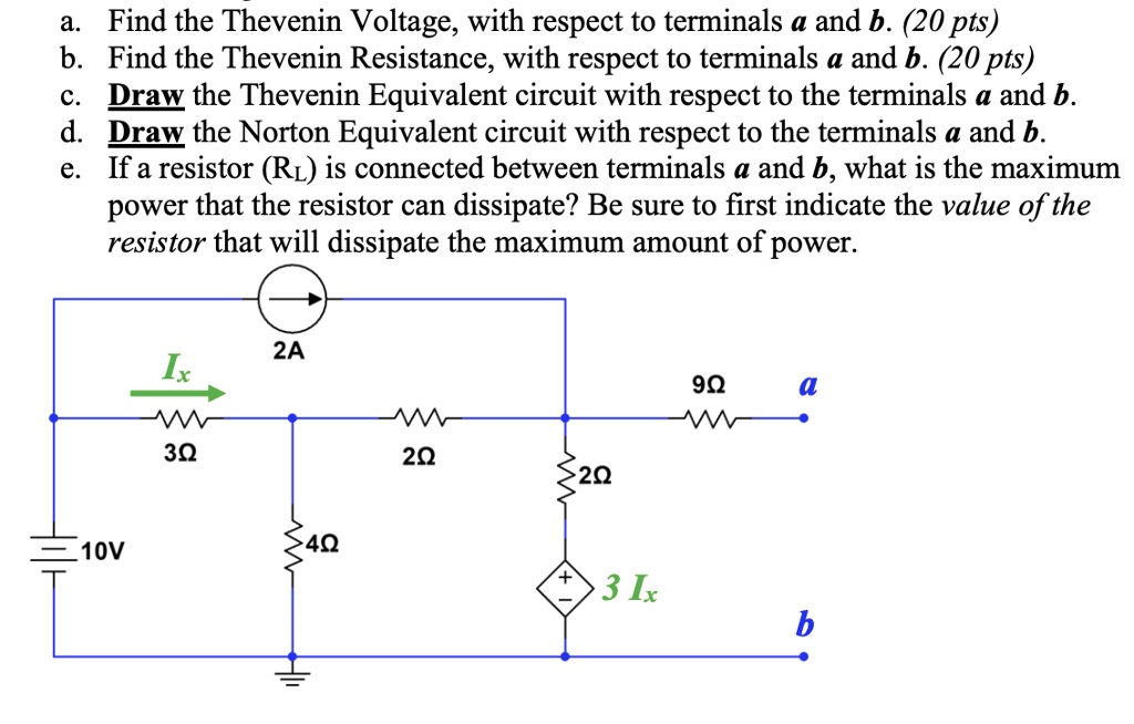 a find the thevenin voltage with respect to terminals a and b 20 pts b find the thevenin ...