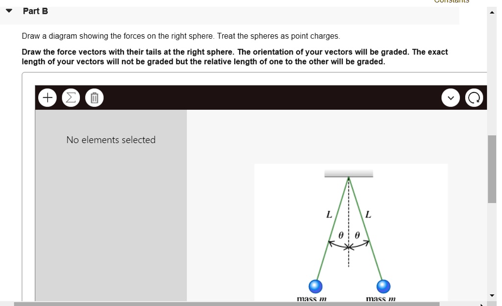 part b draw a diagram showing the forces on the right sphere treat the ...