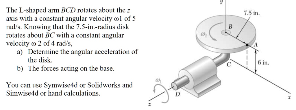 The L-shaped arm BCD rotates about the z axis with a constant angular ...
