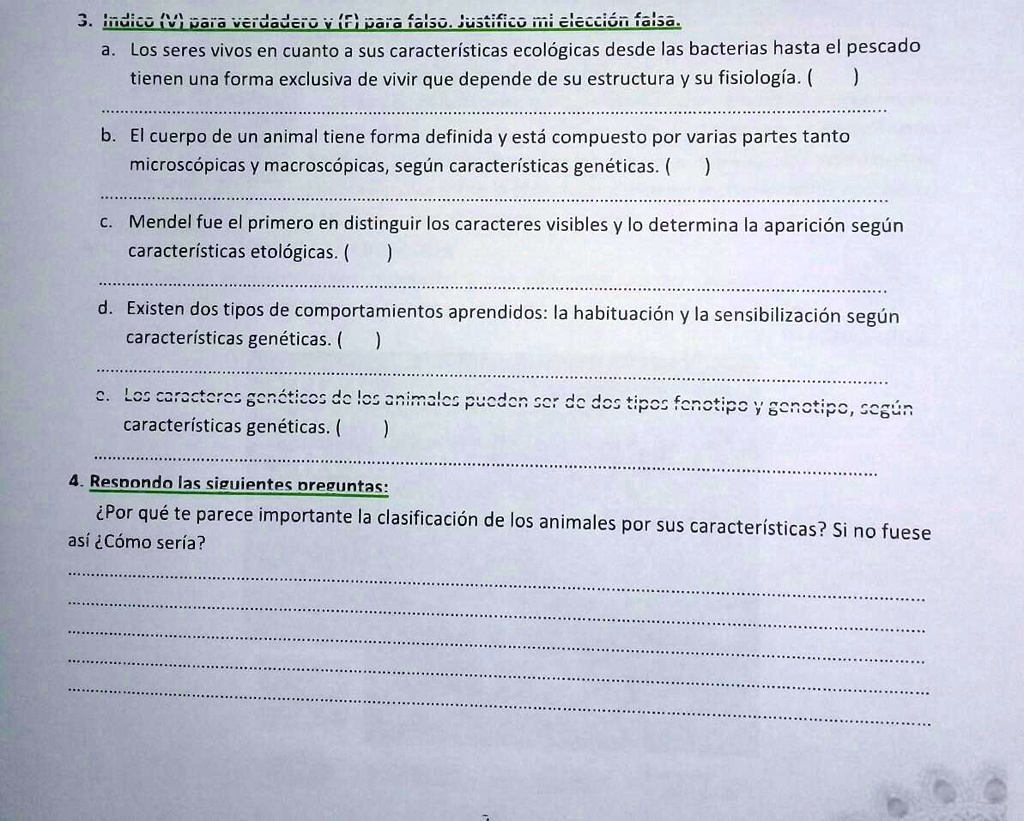 SOLVED: 5 a. Los seres vivos en cuanto a sus características ecológicas ...