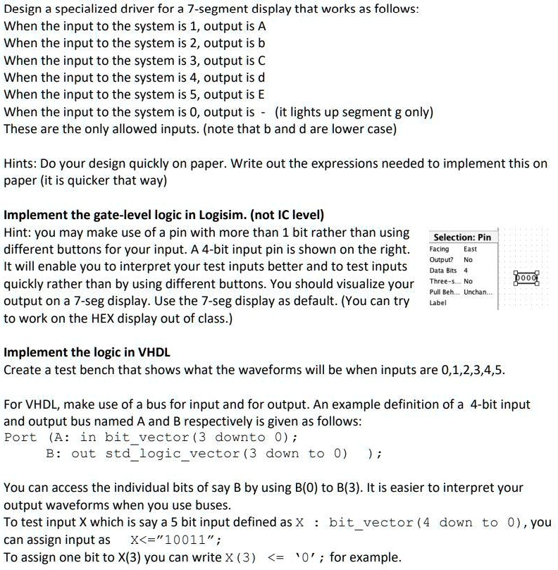 SOLVED: Design a specialized driver for a 7-segment display that works ...