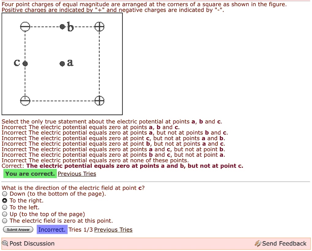 SOLVED: Four point charges of equal magnitude are arranged at the ...