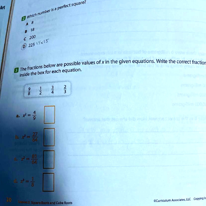 SOLVED: "The fractions below are possible values of X in the given equations.write the correct ...
