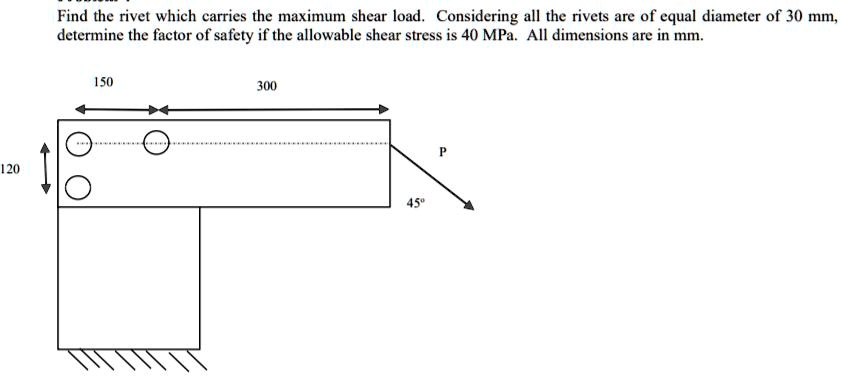 SOLVED: P = 42 kN Find the rivet that carries the maximum shear load ...