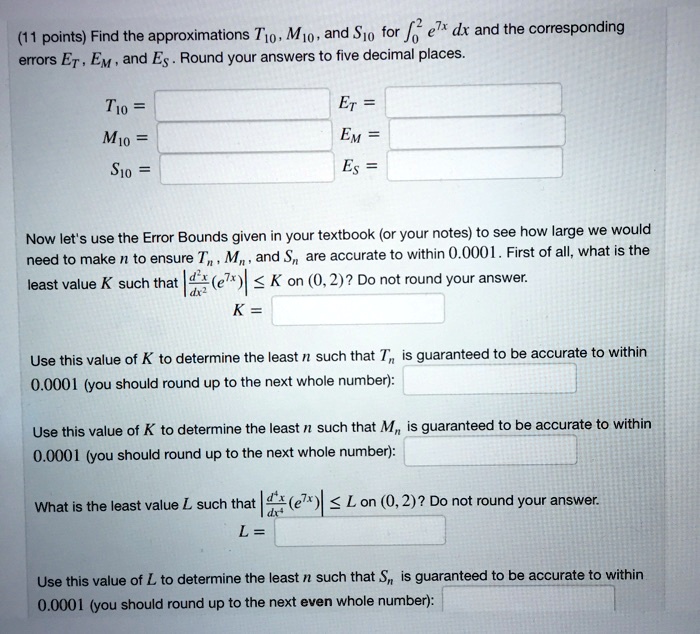 Solved 11 Points Find The Approximations Tjo M O And Sio For J6 X