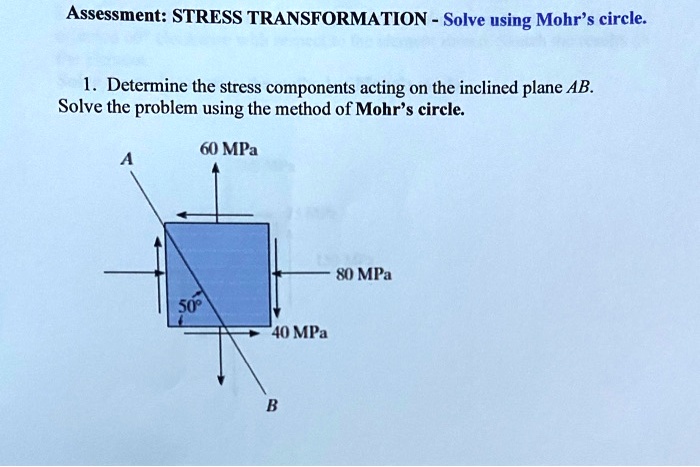 SOLVED: Using Mohr's circle Assessment: STRESS TRANSFORMATION - Solve ... SOLVED: Using Mohr's circle Assessment: STRESS TRANSFORMATION - Solve ...