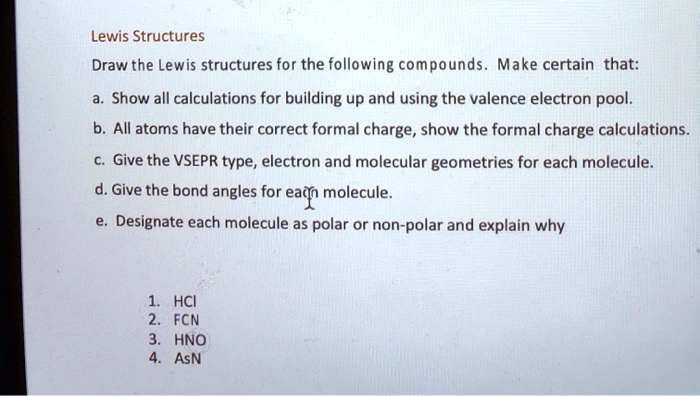 Lewis Structures Draw the Lewis structures for the following compounds ...
