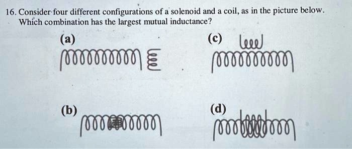 SOLVED: 16. Consider four different configurations of a solenoid and a ...