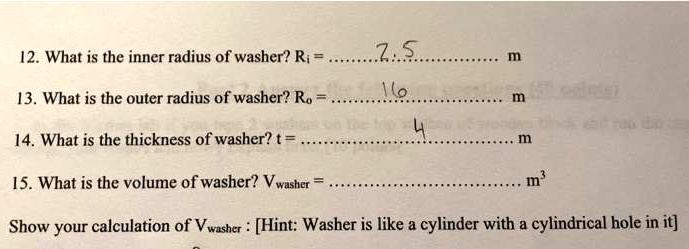 12 what is the inner radius of washer ri 13 what is the outer radius of ...