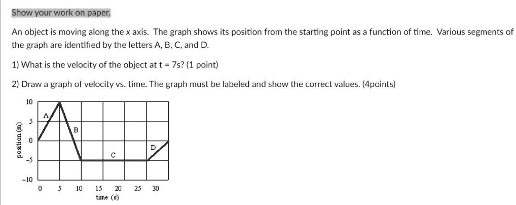 show your work on paper an object is moving along the x axis the graph ...