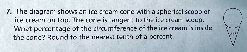 SOLVED: 7 The diagram shows an ice cream cone with a spherical scoop of ...