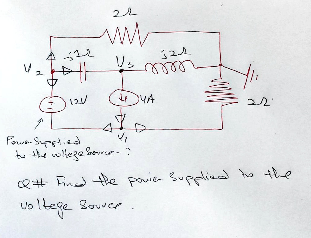 SOLVED: Find the Power Supplied by the Voltage source by using mesh and ...