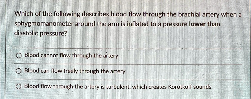 SOLVED: Which of the following describes blood flow through the ...