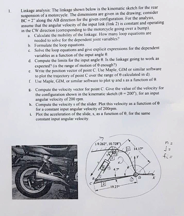 SOLVED: Linkage analysis: The linkage shown below is the kinematic ...