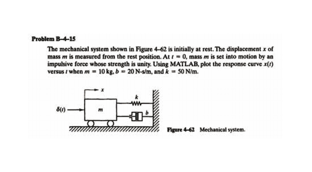 SOLVED: Please use the transfer function method. Problem B-4-15: The mechanical system shown in ...
