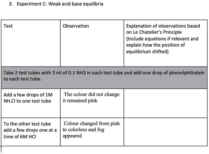 VIDEO solution: solve the last column of each part Experiment C- Weak ...