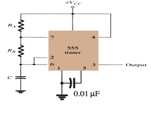 RA RB C 7 2 6 +Vcc 555 timer 4 3 Output 1 5 0.01 µF