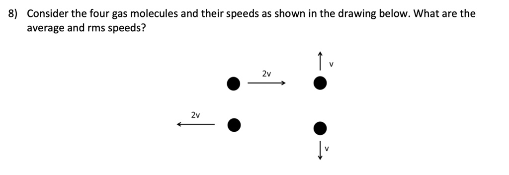 8) Consider the four gas molecules and their speeds as shown in the ...