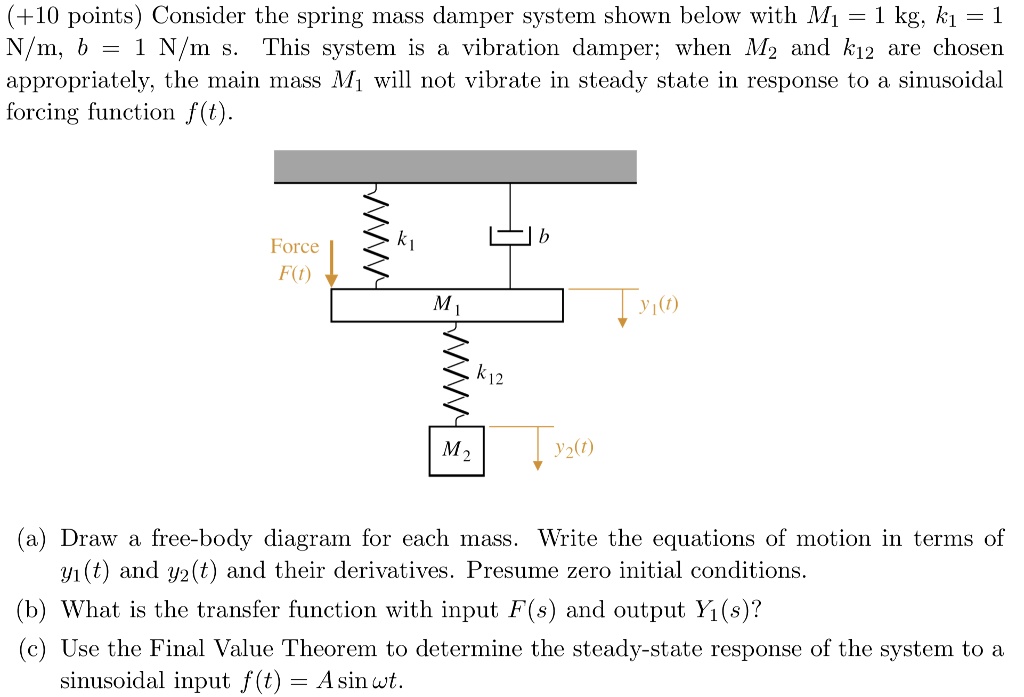 10 points consider the spring mass damper system shown below with m 1 ...