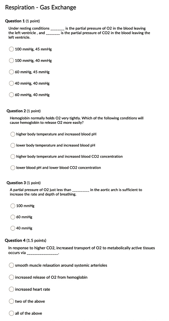 SOLVED: Under resting conditions, the partial pressure of O2 in the ...