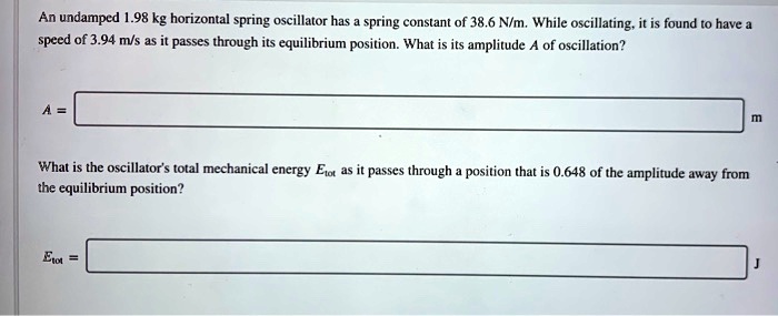 an undamped 198 kg horizontal spring oscillator has spring constant of ...