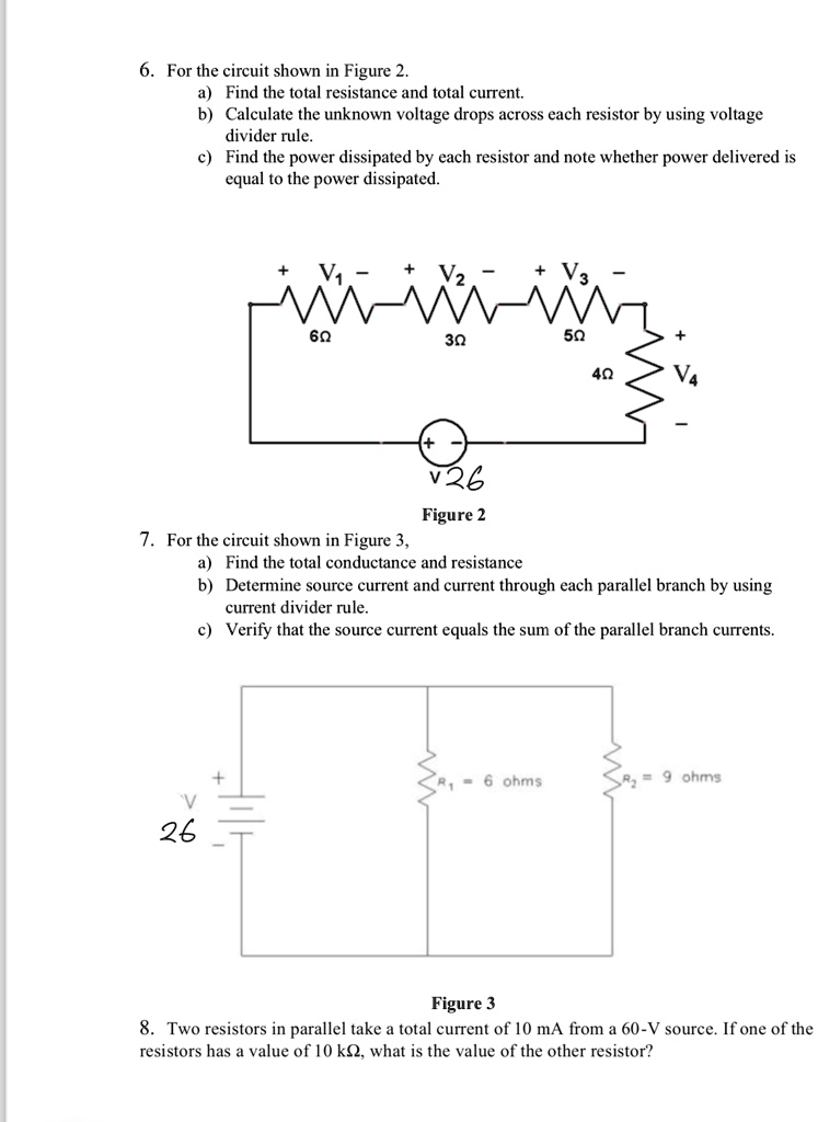 6 for the circuit shown in figure 2 a find the total resistance and total current b calculate ...