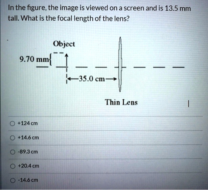 SOLVED: In the figure, the image is viewed on a screen and is 13.5 mm ...