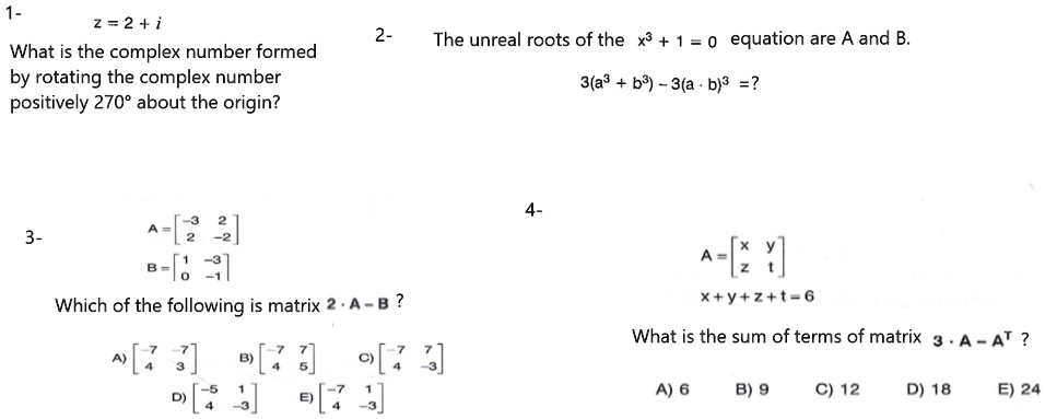 SOLVED:2 = 2 + The unreal roots of the x3 + 1 - 0 equation are A and B ...
