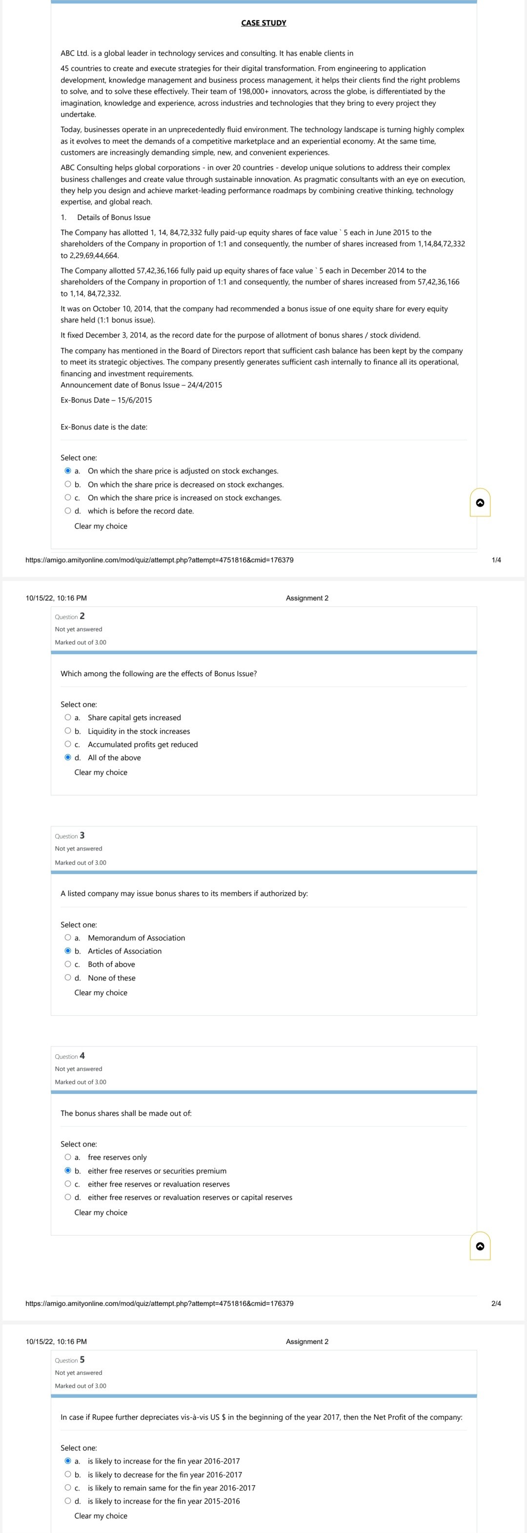 CASE STUDY ABC Ltd. is a global leader in technology services and ...