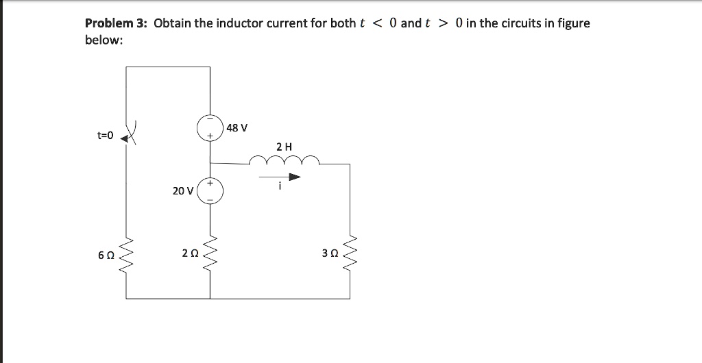 SOLVED: Problem 3: Obtain the inductor current for both t 0 in the circuits in figure below: 48V 2H