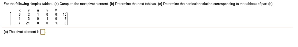 SOLVED: For the following simplex tableau Compute the next pivot ... SOLVED: For the following simplex tableau Compute the next pivot ...