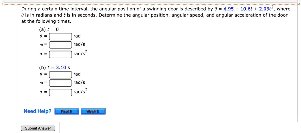 Solved During A Certain Time Interval The Angular Position Of A 7741