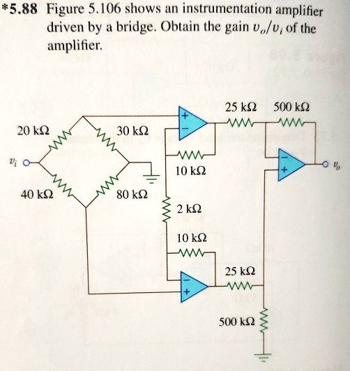 *5.88 Figure 5.106 shows an instrumentation amplifier driven by a ...